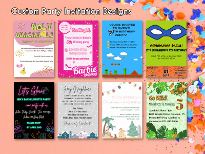 A custom invitation design for a birthday, wedding, shower, party or ...