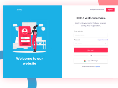 UI UX design of login page UI, web UI, landing page, in figma | Upwork