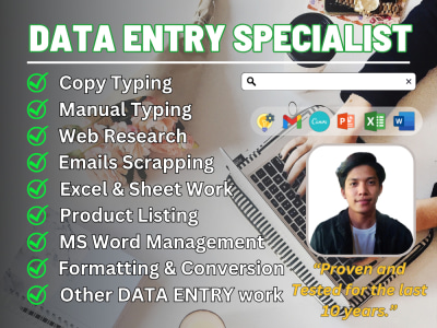Data Entry|Data Collection|Excel Data Cleaning Services|Any Data Entry Work | Upwork