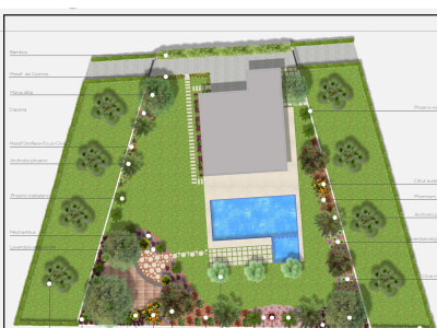 2D landscape front backyard patio garden design architect site plan ...
