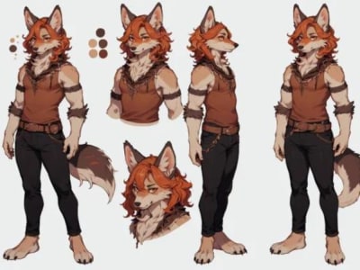 Cute furry reference sheet, furry art, furry sticker | Upwork