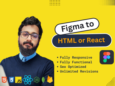 Convert figma to html css bootstrap or react and do web development | Upwork