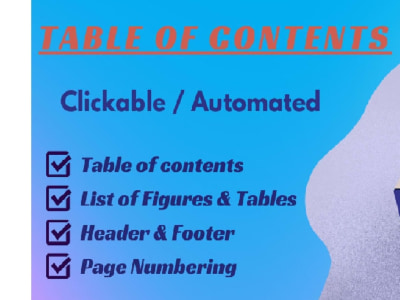 Automated table of contents page numbering in word | Upwork