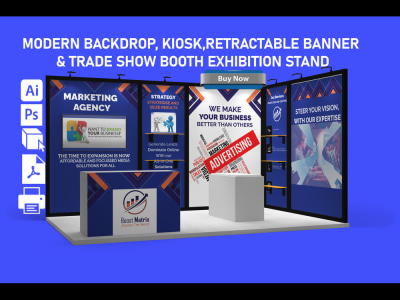 Modern exhibition backdrop trade show booth kiosk retractable banner ...