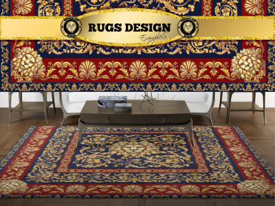 A beautiful rug design. Hand drawn carpet design. Unique carpet design ...