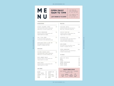 Clean and elegant menu design | Upwork