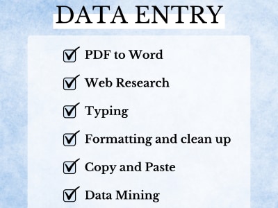 Data Entry Specialist, Web Research, MS Excel, Typing Formatting & Clean up | Upwork