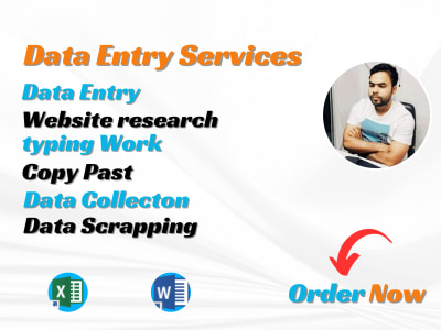Data entry, website research, data scrapping, copy past, excel data ...