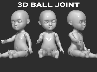 A sculpted 3d doll, ball joint doll, bjd model, 3d toy, puppet for 3d ...