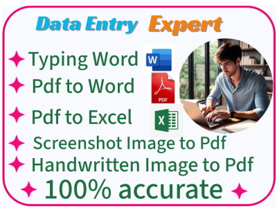 Data Entry,copy-paste, convert PDF to Excel & Word, formatting in MS Office | Upwork