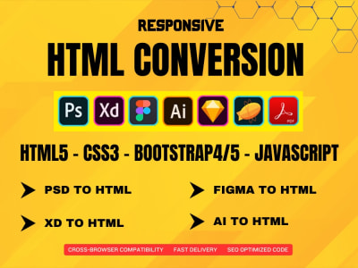 PSD to HTML, FIGMA, and XD to HTML Conversion Expert Using Bootstrap | Upwork
