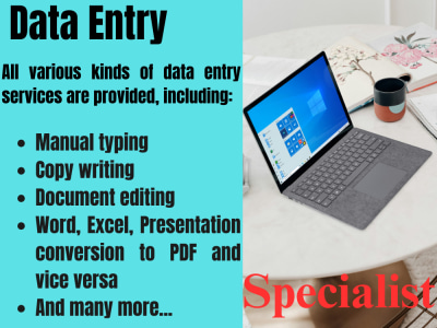 Various kinds of data entry services, manual typing, copywriting, etc ...