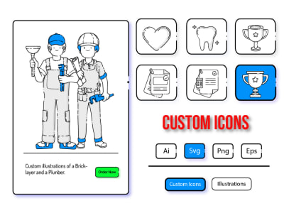 Custom svg vector line icons for your App and Website | Upwork