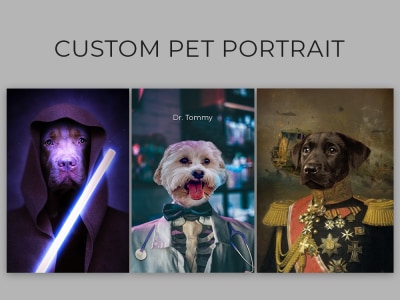 Custom funny pet portrait, royal portrait, dog portrait | Upwork