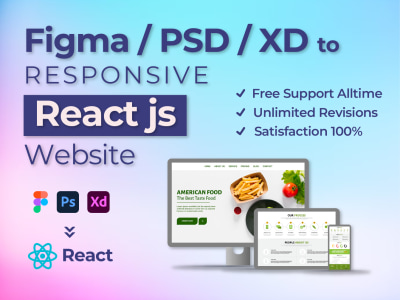 Figma, PSD, XD design to react js responsive high-quality website | Upwork