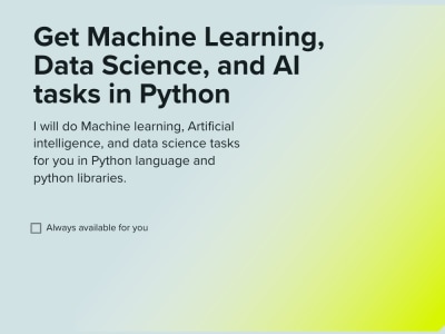Machine Learning, Data Science, and AI tasks in Python | Upwork