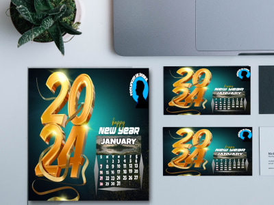 Happy new year Calendar graphic design business card | Upwork