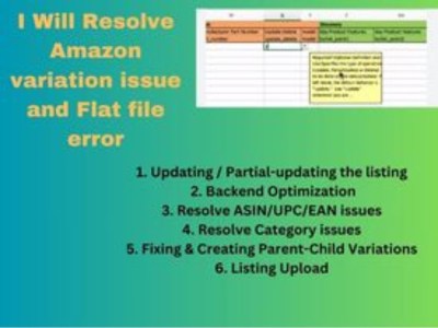 Resolved Amazon Variation Issues, Amazon Flat file Expert. produ | Upwork