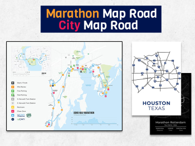 A marathon map road and cars racing road map poster | Upwork