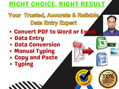Data Entry, Convert PDF to Word or Excel, Copy Paste & Typing. | Upwork