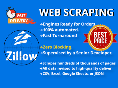 Zillow Web Scraping to Google Sheets, CSV, Excel or JSON | Upwork