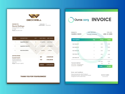 A fantastic eye catching modern invoice design for your business | Upwork