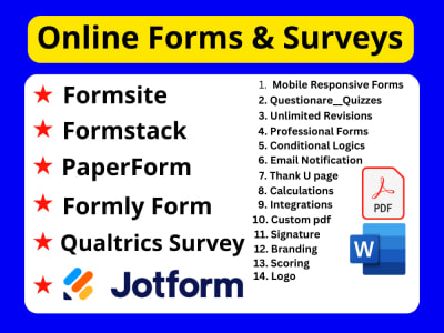 Jotform, Formstack, Formly Form, Qualtrics Survey, PaperForm, Formsite ...