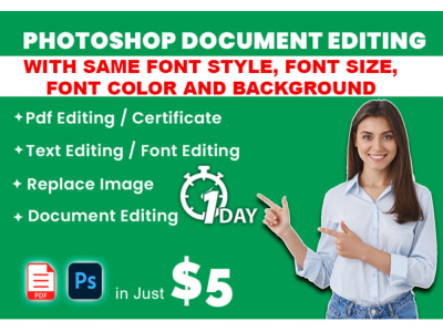Photoshop Document Editing with Same Font Style, Size, Color and Bg ...