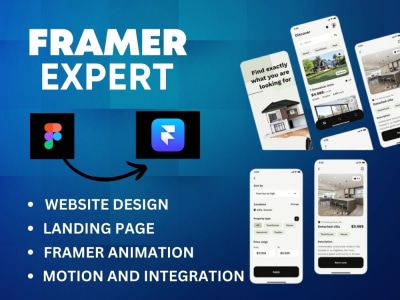 Responsive figma to framer, framer animation motion framer website design | Upwork