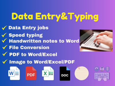 Data entry, manual typing, converting PDF to Word and Excel | Upwork