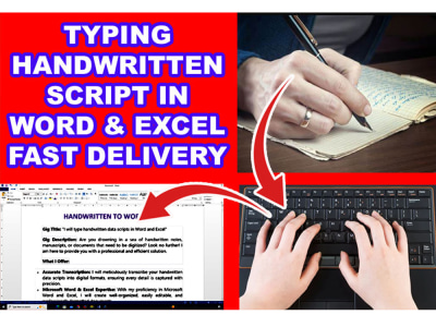 Type transcribe handwritten data script in word and excel | Upwork
