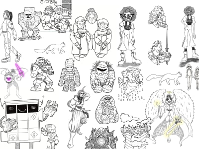 Quick sketch (character design, pose, storyboard) based on the ...