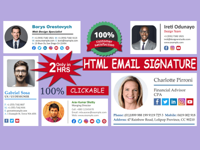 A professional clickable HTML email signature | Upwork