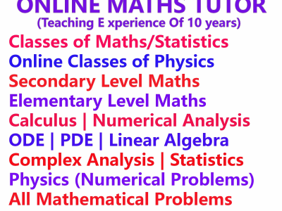 Tutoring of math, Calculus 1 2 3, Precalculus Statistics, Linear ...