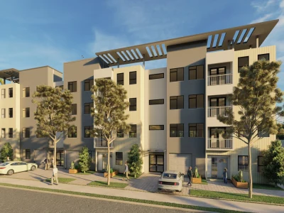 3D rendering of a modern apartment building, condo and townhouse | Upwork