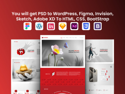 PSD to WordPress, Figma, Invision, Sketch, Adobe XD To HTML, CSS, BootStrap | Upwork