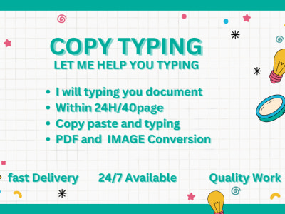 Copy typing your data with within 2days per 40pages in English | Upwork