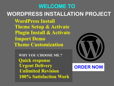 Wordpress installation,theme setup and do customization | Upwork