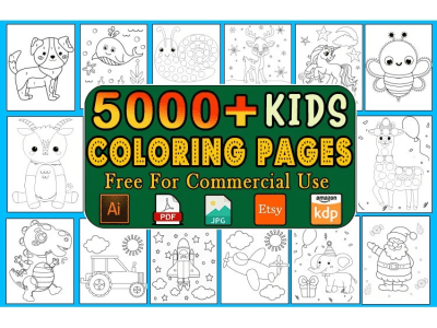 Editable 5000 profitable kids coloring pages bundle | Upwork