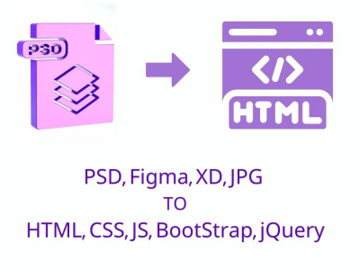 PSD, Figma, XD, JPG to Responsive HTML, CSS, JS, BootStrap, jQuery | Upwork
