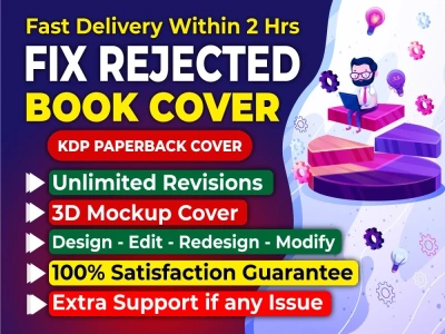 Fix rejected book cover or Amazon kdp and kindle book cover design | Upwork