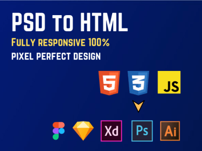 PSD, Figma, Sketch, Adobe XD To HTML, CSS, JavaScript & Bootstrap | Upwork