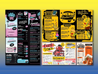 Fun restaurant food menu design, menu card, menu board, digital menu ...