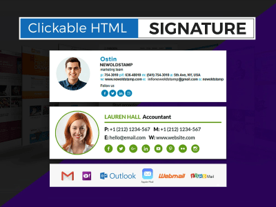 Clickable html email signature | Upwork