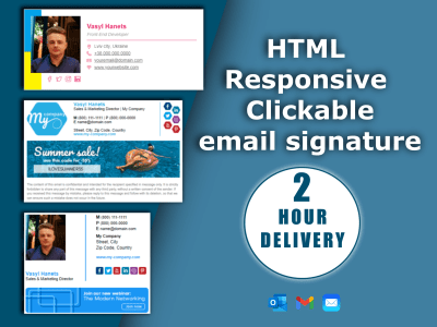 A Professional html5 clickable responsive email signature | Fast delivery | Upwork