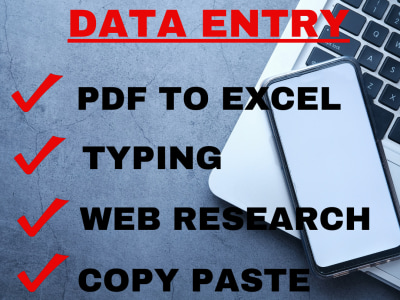 Typing, Copy Paste, Web Research, PDF to Excel Data Management | Upwork