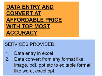 Accurate data entry/conversion from any photo or PDF to desired format ...