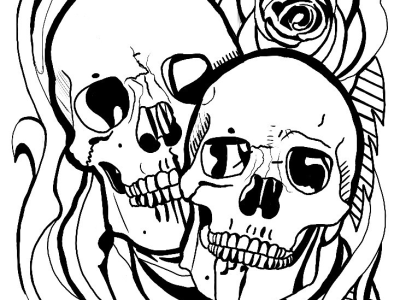 Coloring Book Page, 2 Color Line Drawing (Line and Background Color ...