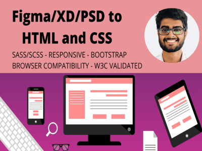 Your Figma/XD/PSD design converted into HTML and CSS | Upwork