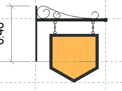A classic detailed hanging sign in a 3D Revit Family model (.rfa ...